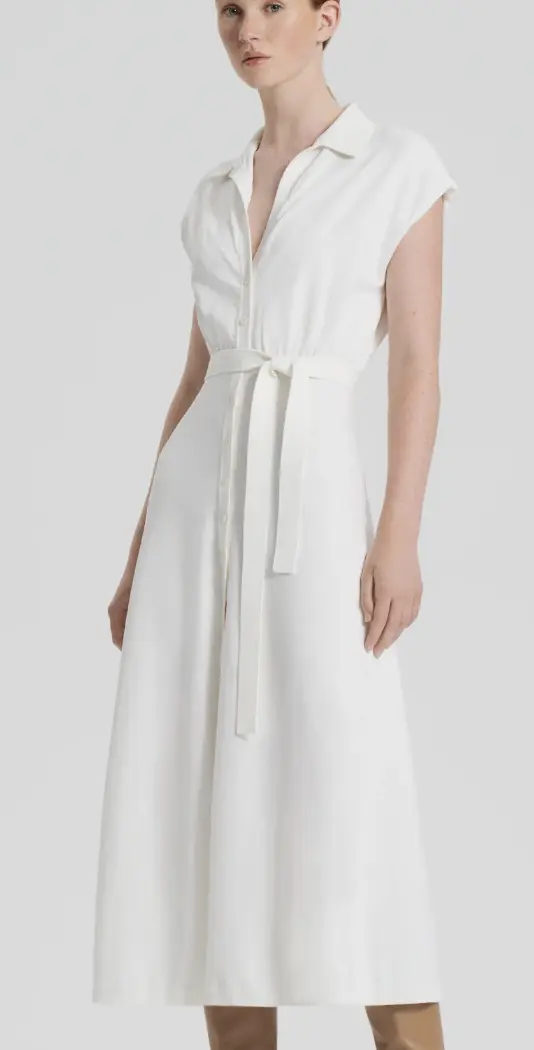 Scanlan Theodore Crepe Knit Shirt Dress - Cream