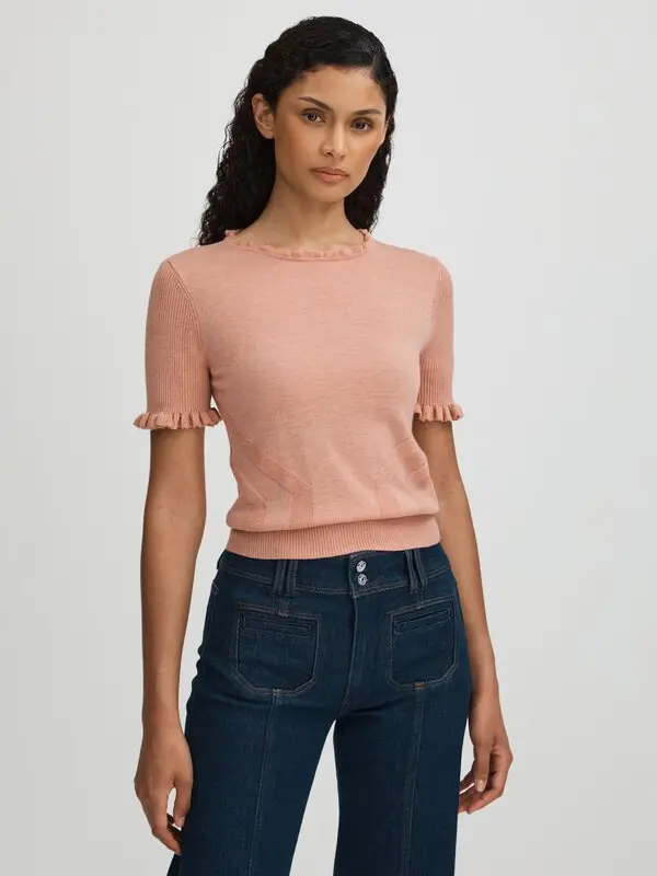 Paige Triste Metallic Ruffle Trim Top