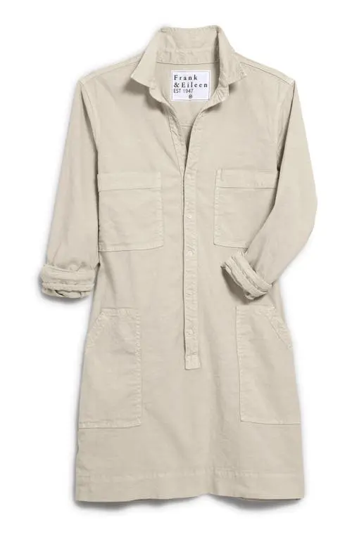 Frank & Eileen Ireland Long Sleeve Stretch Cotton & Linen Shirtdress - Cement