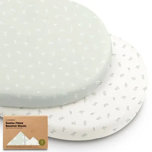 KEABABIES 2-pack Soothe Fitted Bassinet Sheets - Herb