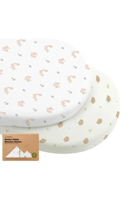 KEABABIES 2-pack Soothe Fitted Bassinet Sheets - Nibbles/bruce