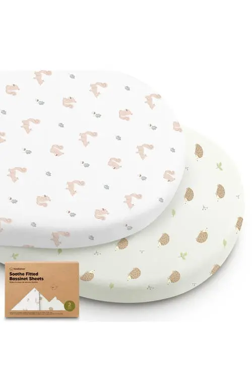 KEABABIES 2-pack Soothe Fitted Bassinet Sheets - Nibbles/bruce