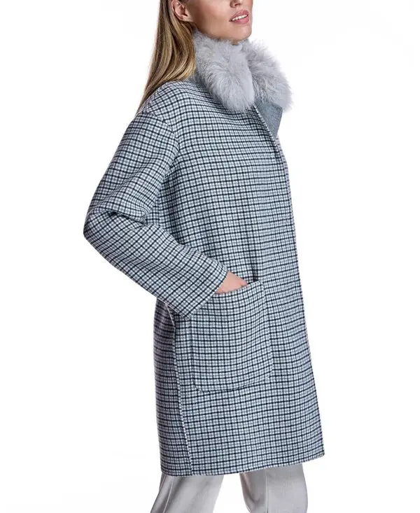 MAXIMILIAN Reversible Check Wool-blend Coat