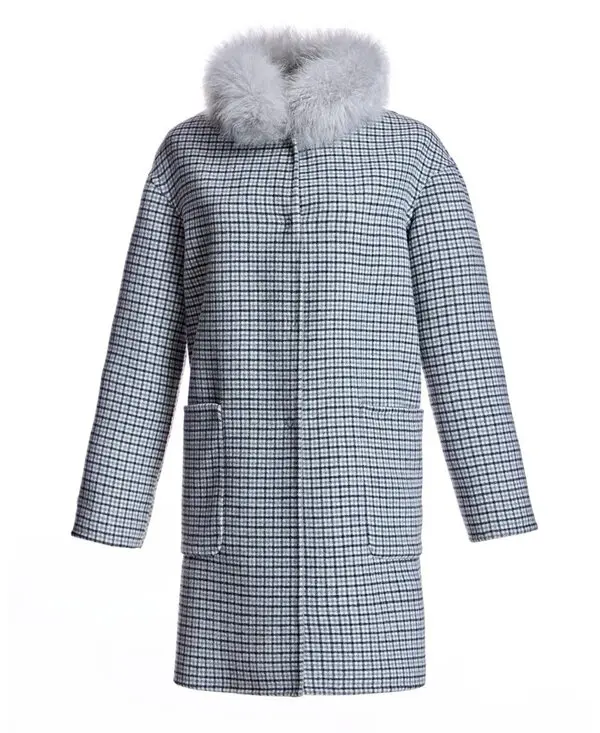 MAXIMILIAN Reversible Check Wool-blend Coat