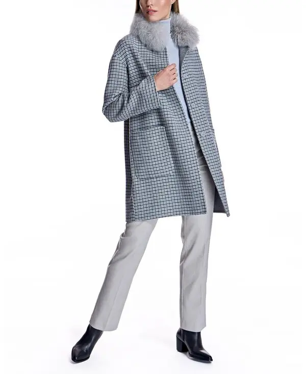 MAXIMILIAN Reversible Check Wool-blend Coat