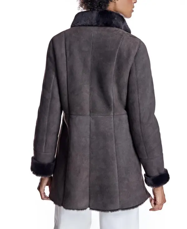 MAXIMILIAN Shearling Jacket With Stand Collar - Brown/brown