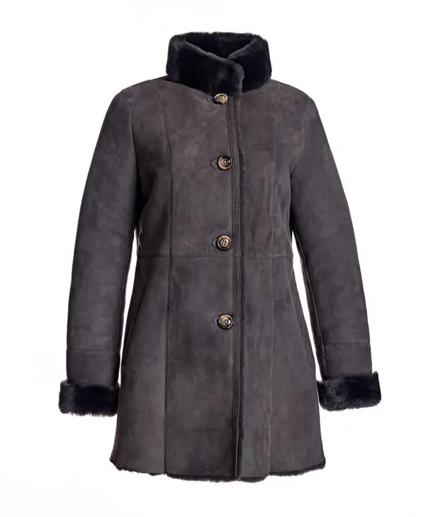 MAXIMILIAN Shearling Jacket With Stand Collar - Brown/brown
