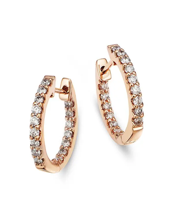 Bloomingdale'S Diamond Huggie Hoop Earrings In 14k Rose Gold - Pink