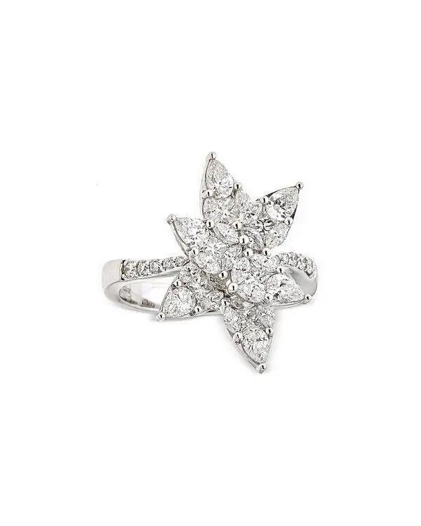 ZYDO 18k Gold Diamond Flower Cocktail Ring - White