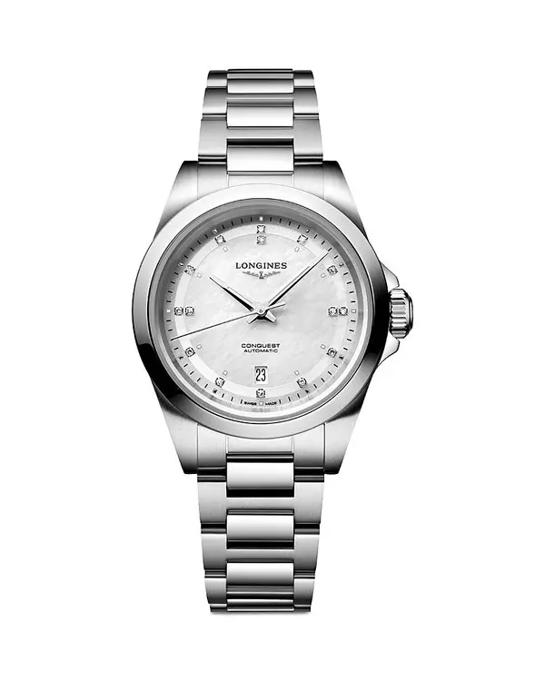 LONGINES Conquest 30mm Mother Of Pearl Watch - White/silver