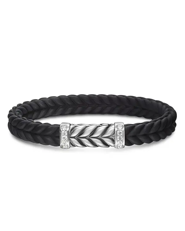 David Yurman Chevron Wide Woven Bracelet - Black/silver