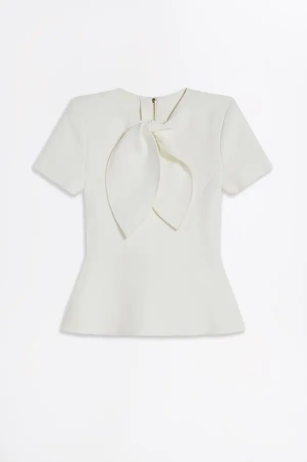 Scanlan Theodore Crepe Knit Cravat Top - Cream