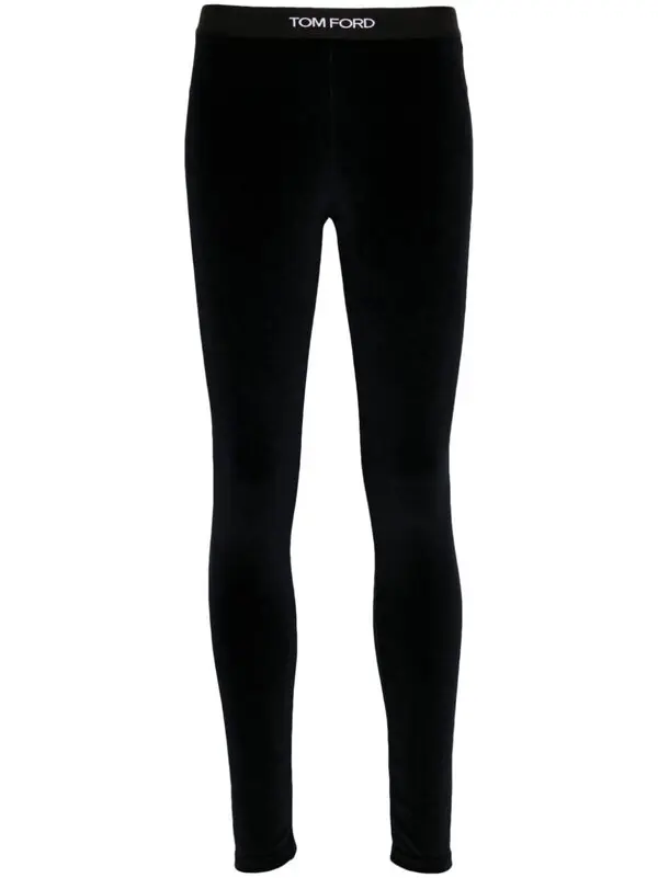 TOM FORD Velvet Logo-detail Leggings - Blue