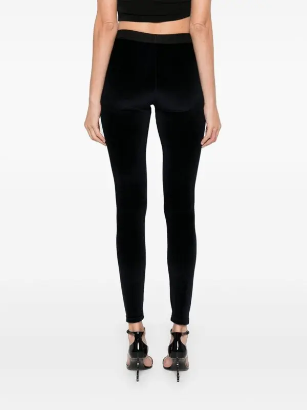 TOM FORD Velvet Logo-detail Leggings - Blue