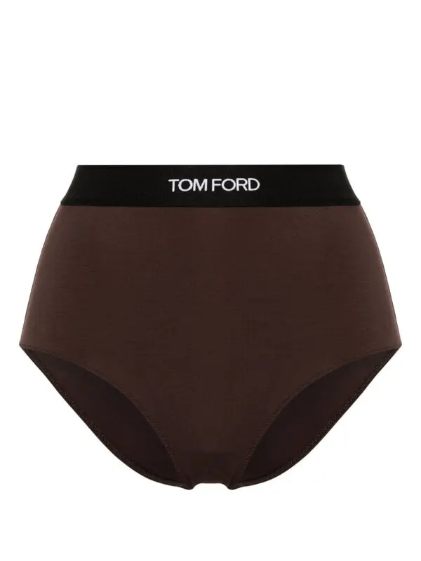 TOM FORD Logo-waistband Briefs - Brown