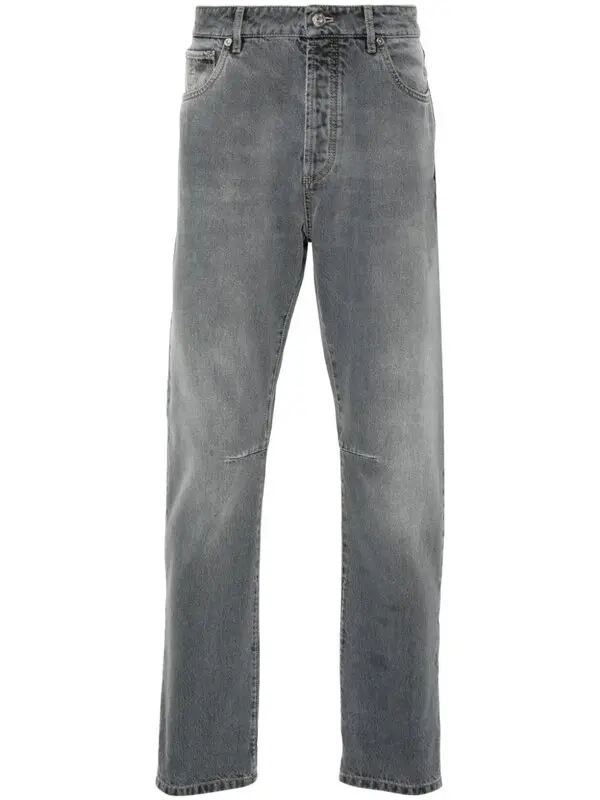 Brunello Cucinelli Logo-embroidered Jeans - Grey