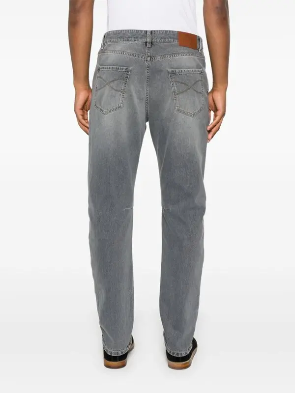 Brunello Cucinelli Logo-embroidered Jeans - Grey