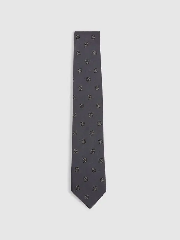 REISS Parma Jacquard Neck Tie - Steel Blue