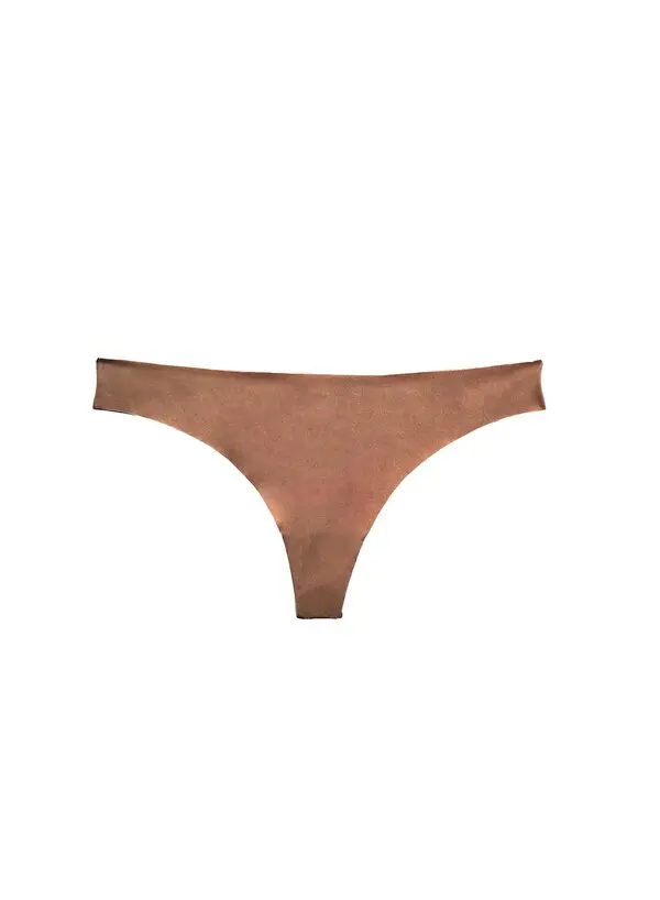 Fleur Du Mal Le Stretch Micro Thong - Caramel