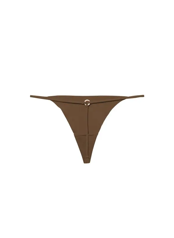 Fleur Du Mal Le Stretch Micro V-string - Cocoa