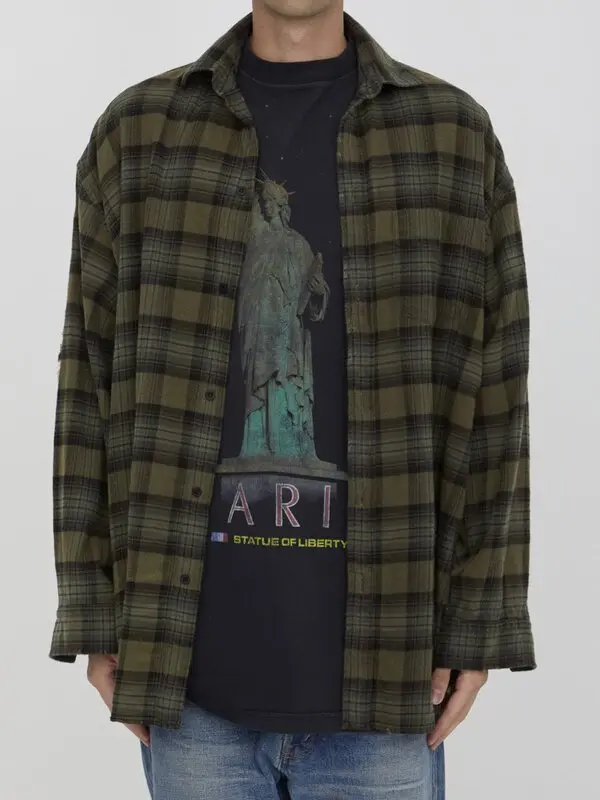 トップス balenciaga paris liberty layered shirts Paris Liberty layered cotton shirt in brown - Balenciaga