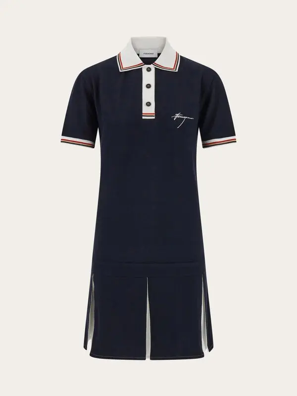 Ferragamo Cotton Polo Shirt Dress - Blue | Editorialist