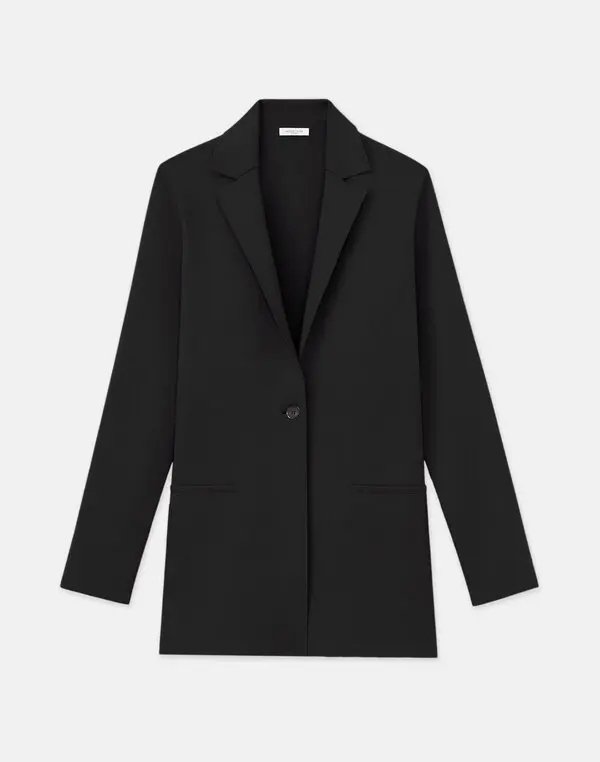 Lafayette 148 New York Petite Crepe Knit Fitted Blazer - Black