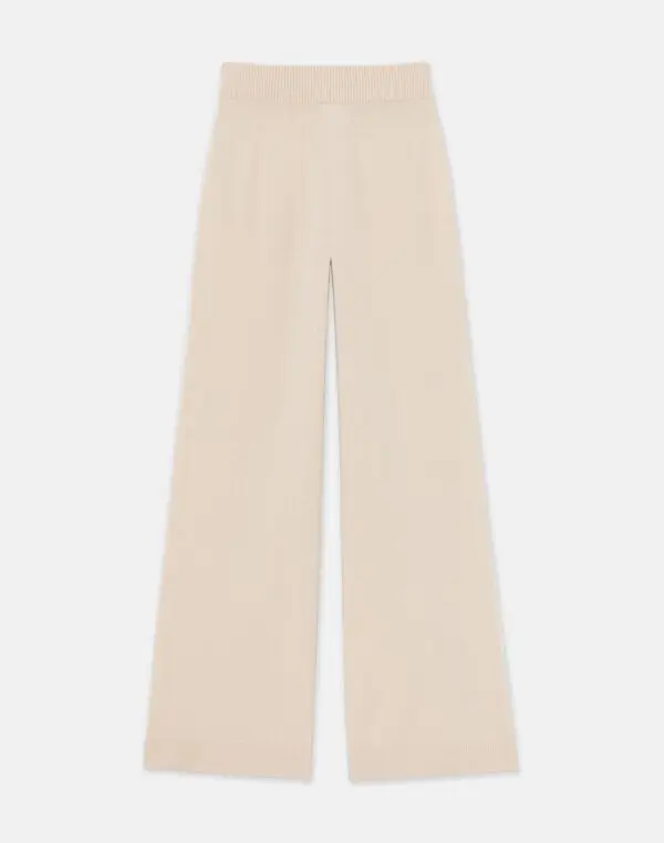 Lafayette 148 New York Wool Cashmere Knit Wide Leg Ankle Pants - Forest