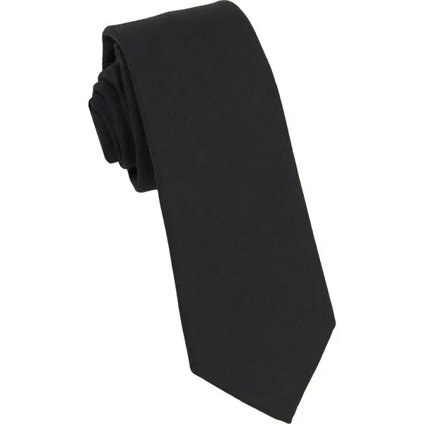BROOKLYN BRIGADE Solid Cotton Neck Tie - Black