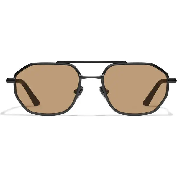 Quay En Route 57mm Aviator Sunglasses - Matte Black/tan
