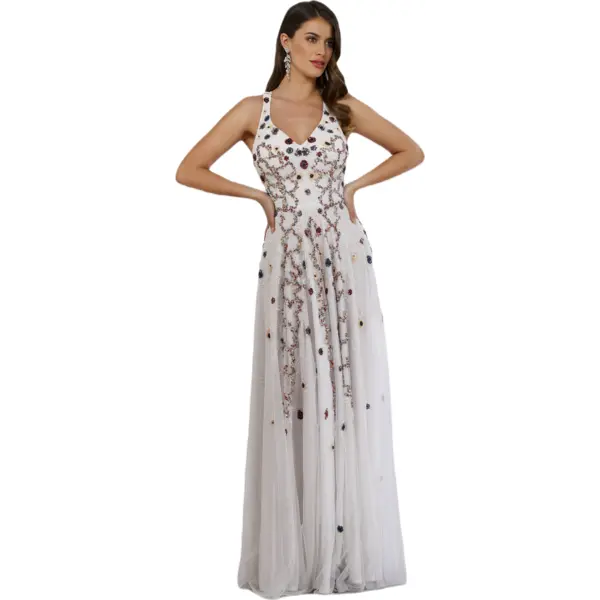 LARA NEW YORK Beaded Gown With Strappy Back - Multi