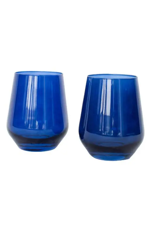 ESTELLE COLORED GLASS Set Of 2 Stemless Wine Glasses - Midnight