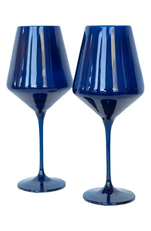 ESTELLE COLORED GLASS Set Of 2 Stem Wine Glasses - Midnight