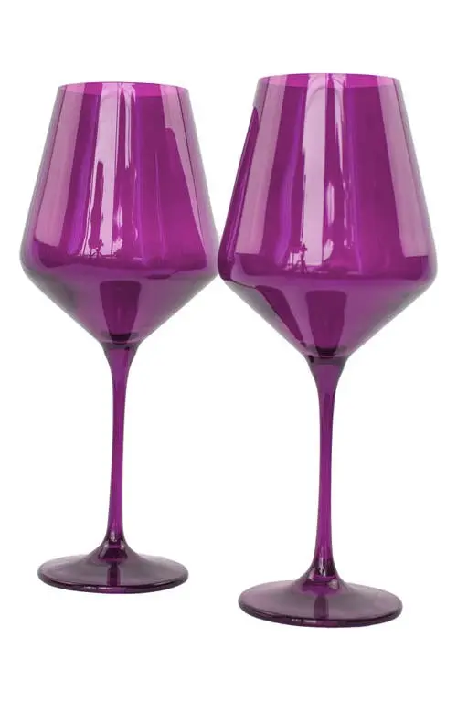 ESTELLE COLORED GLASS Set Of 2 Stem Wine Glasses - Amethyst