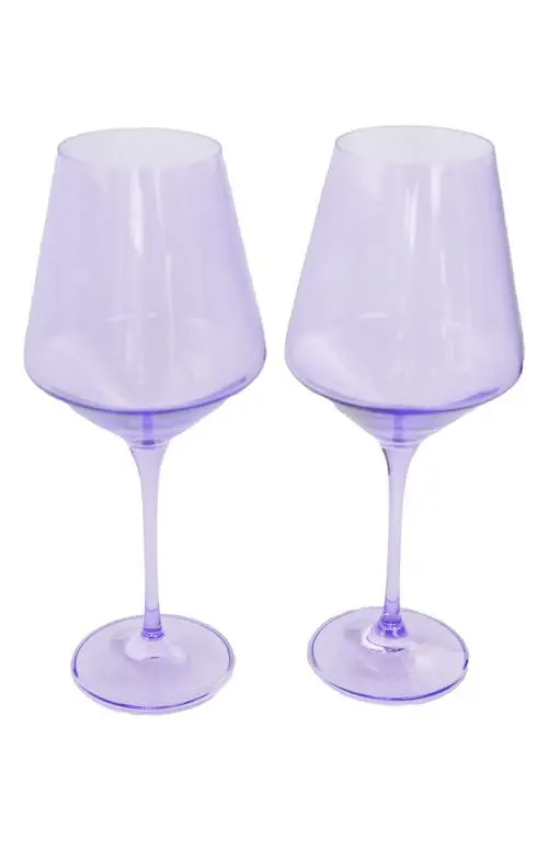 ESTELLE COLORED GLASS Set Of 2 Stem Wine Glasses - Lavender