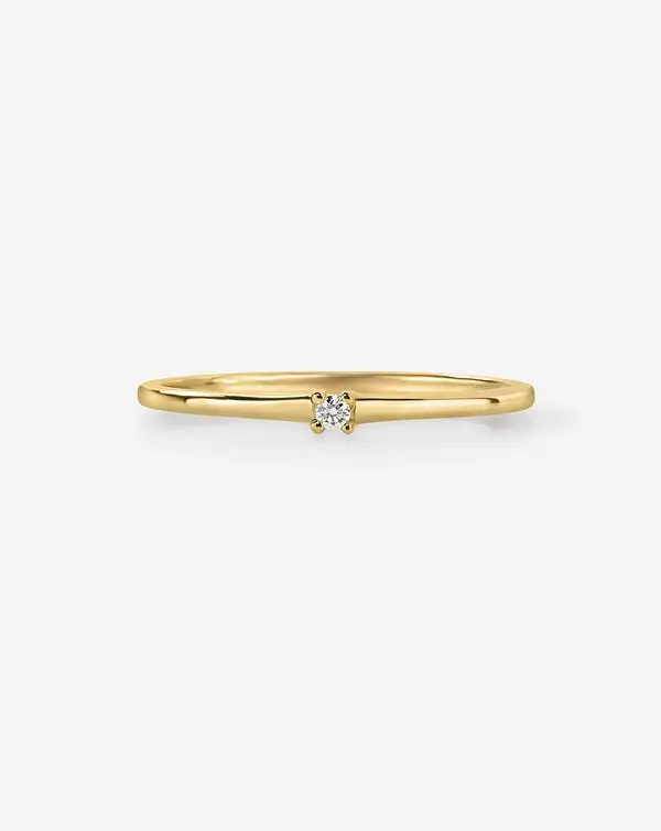 Ring Concierge Petite Single Round Diamond Ring In 14k Yellow Gold - One-color