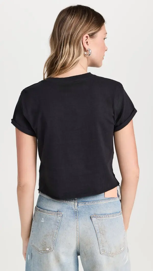Free People The Perfect Tee Short Sleeve Crewneck With Raw Trim - Black