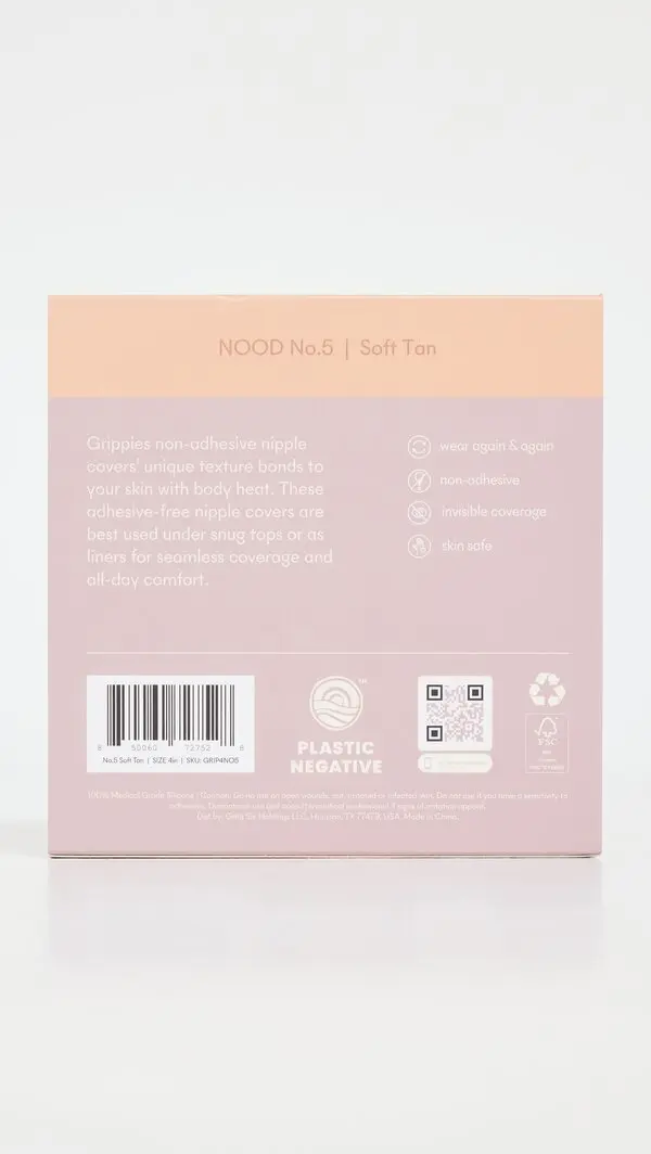 NOOD NEW YORK No Show Grippies Non Adhesive Covers - No. 5 Soft Tan