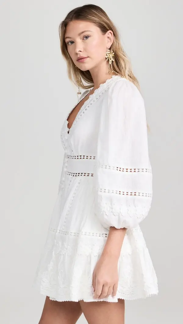 Zimmermann Pop Trimmed Mini Dress In Ivory - 30% Off | Editorialist