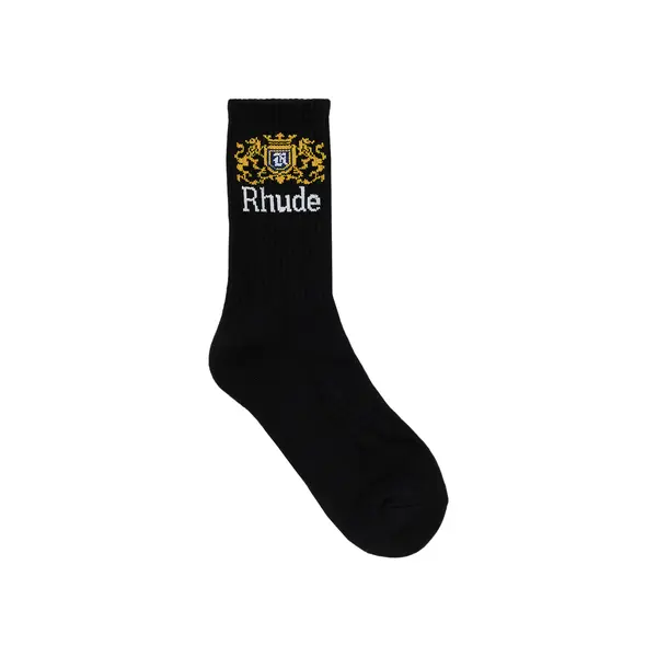 Rhude Crest Logo Sock /white/yellow - Black