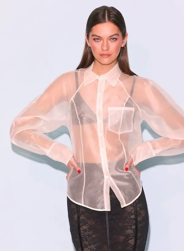 FLEUR DU MAL Silk Organza Button-down Shirt - Ivory