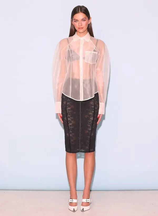 FLEUR DU MAL Silk Organza Button-down Shirt - Ivory