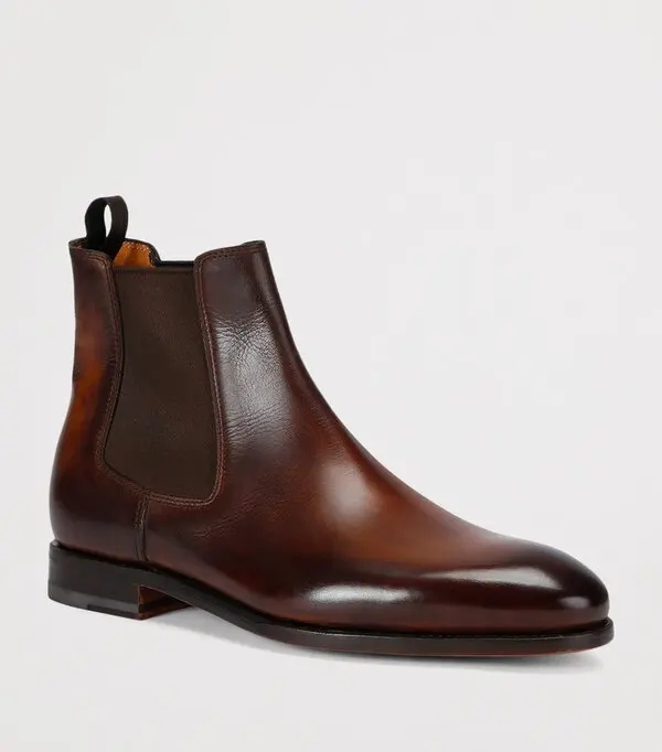 Bontoni Leather Cavaliere Chelsea Boots - Brown