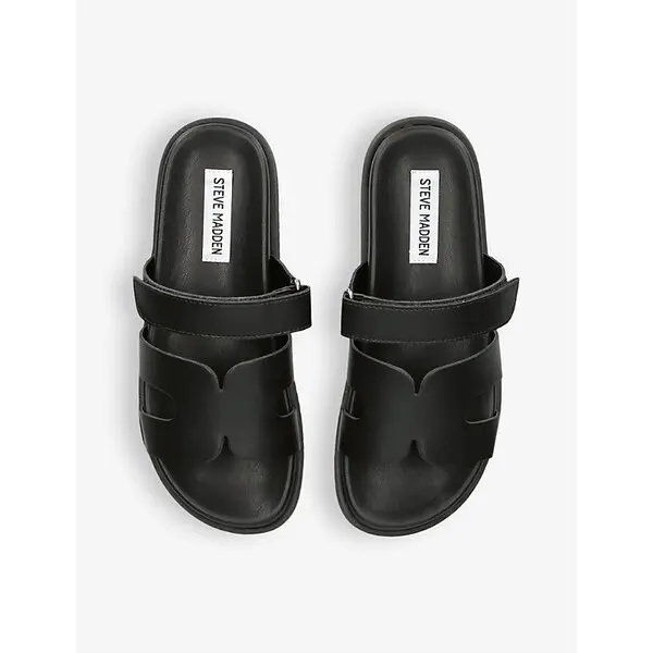 Steve Madden Multi-strap Leather Flat Sandals - Black