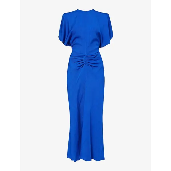 Victoria Beckham Ruched Woven Midi Dress