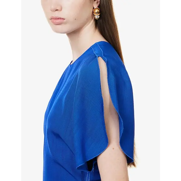 Victoria Beckham Ruched Woven Midi Dress