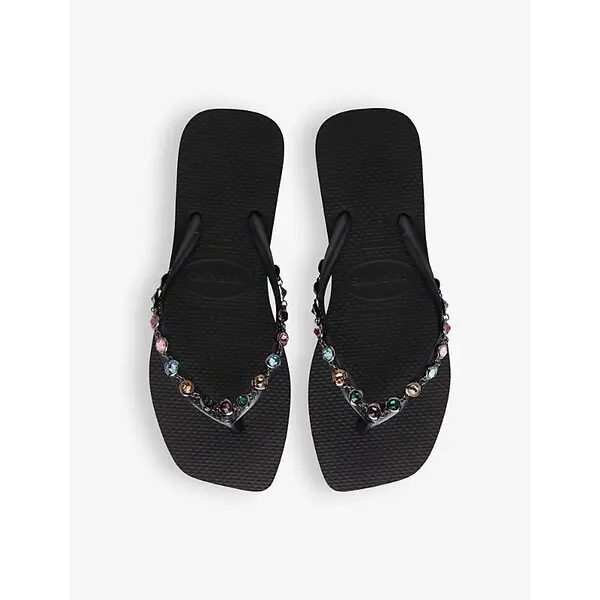 Havaianas Square Luxury Crystal-embellished Rubber Flip-flops