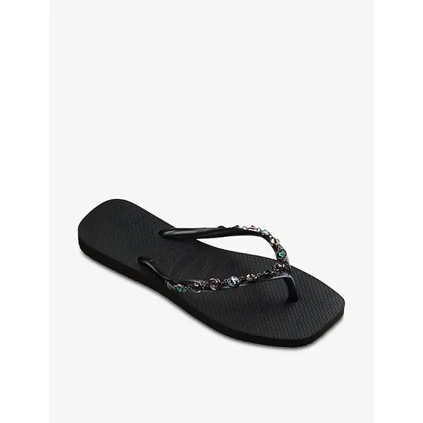 Havaianas Square Luxury Crystal-embellished Rubber Flip-flops