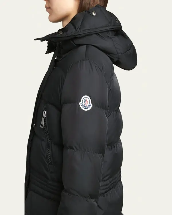 Moncler Aphroti Mid-length Puffer Jacket With Shearling Hood Trim