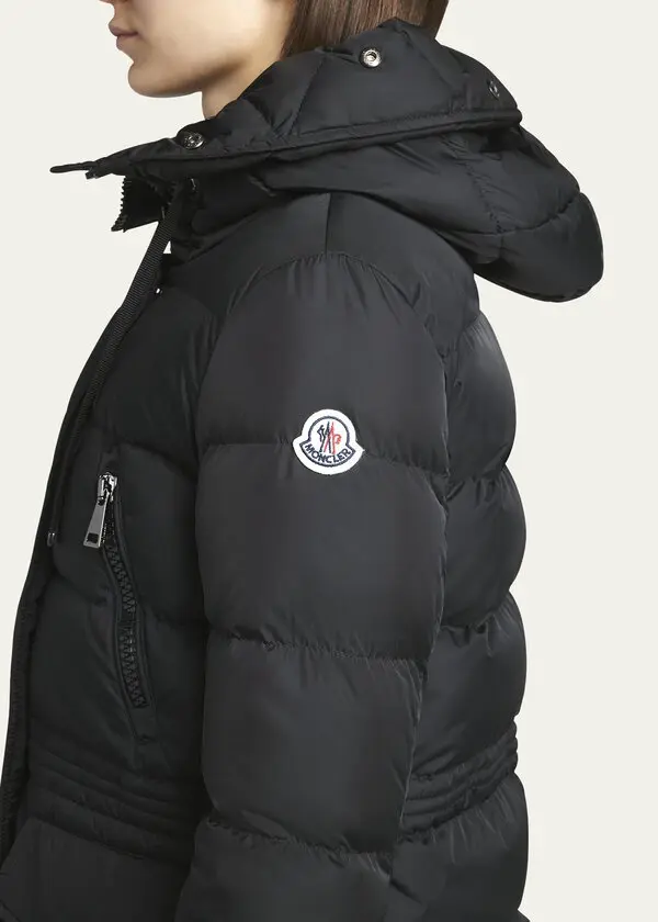 Moncler Aphroti Mid-length Puffer Jacket With Shearling Hood Trim